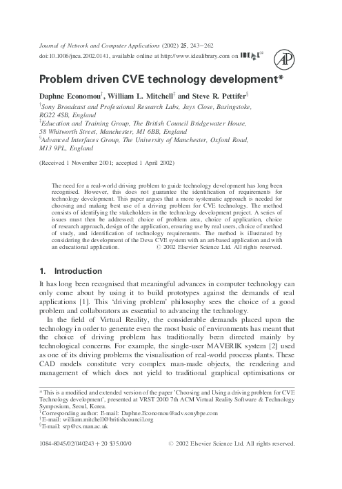 (PDF) Problem driven CVE technology development
