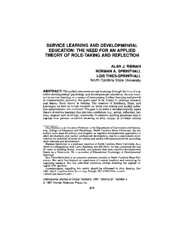 (PDF) Service Learning and Developmental Education: The Need for an ...