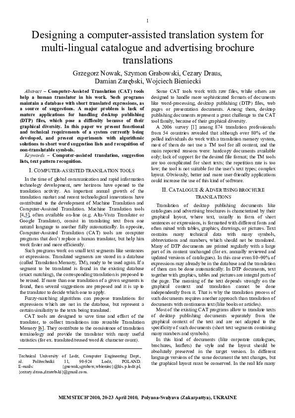 (PDF) Designing a computer-assisted translation system for multi ...