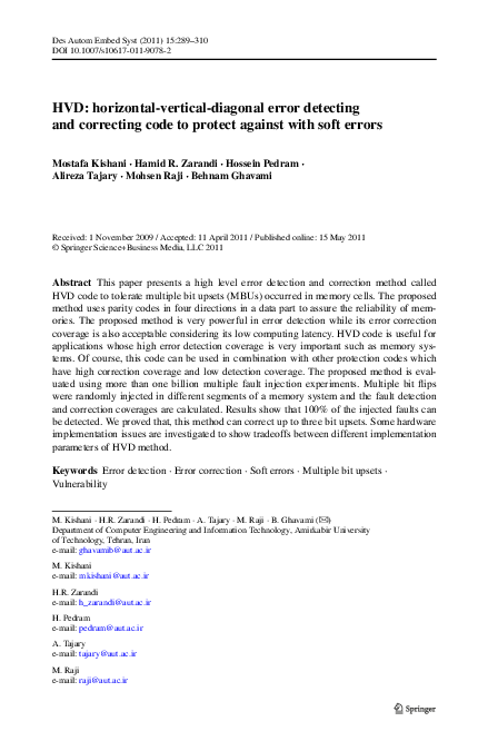 (PDF) HVD: horizontal-vertical-diagonal error detecting and correcting code to protect against ...