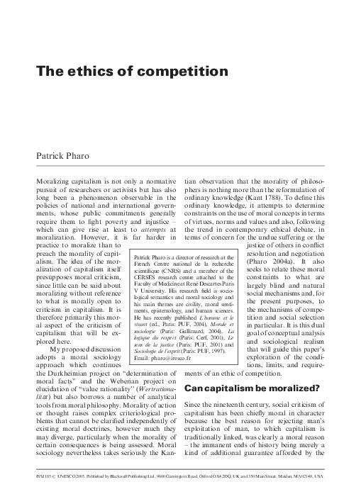 (PDF) The ethics of competition
