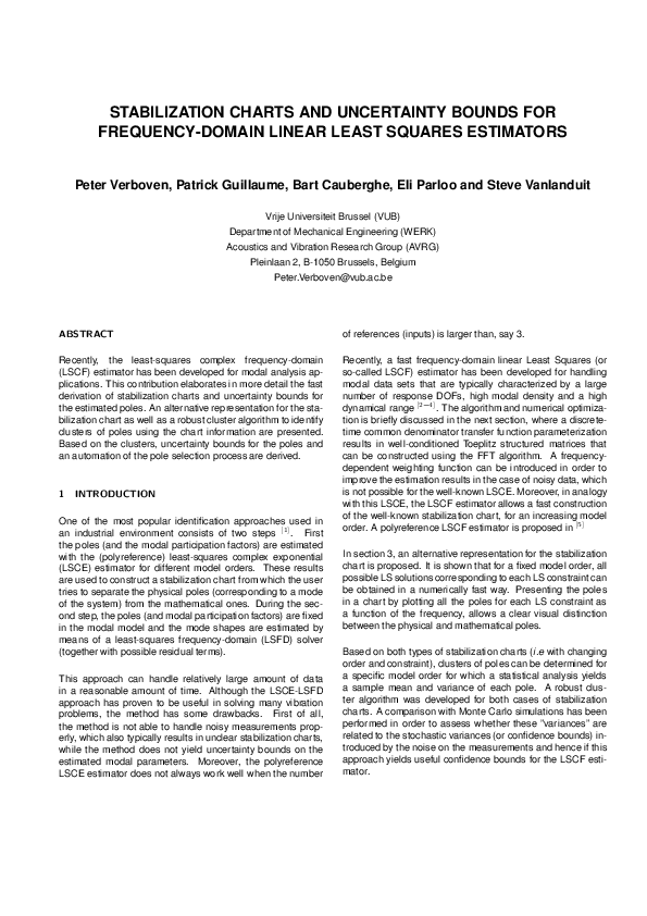 (PDF) Stabilization Charts and Uncertainty Bounds for Frequency Domain Linear Least Squares ...