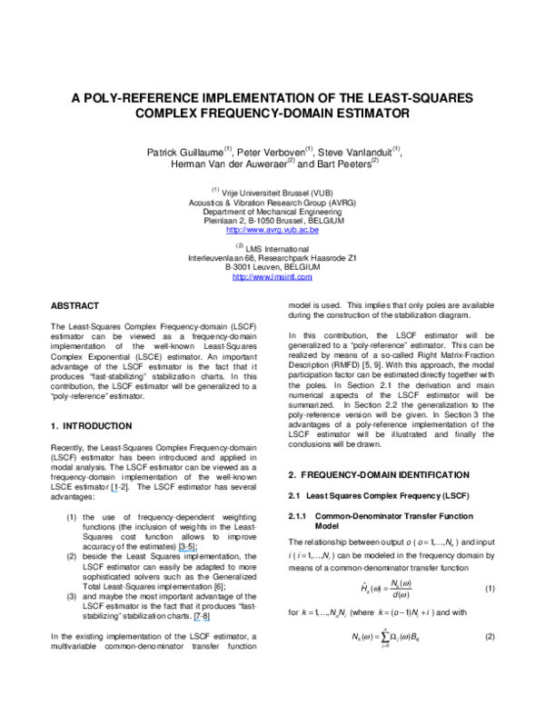 (PDF) A Poly-Reference Implementation of the Least-Squares Complex Frequency-Domain Estimator