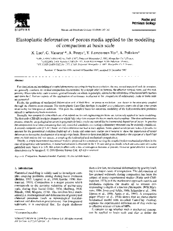 (PDF) Elastoplastic deformation of porous media applied to the ...