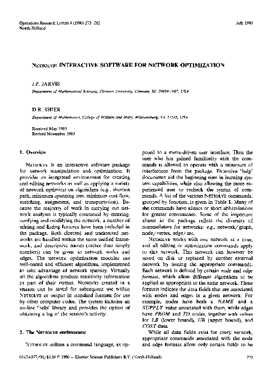 (PDF) Netsolve: Interactive software for network optimization