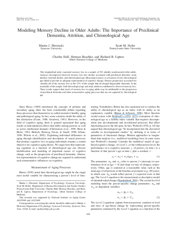 (PDF) Modeling Memory Decline in Older Adults: The Importance of ...