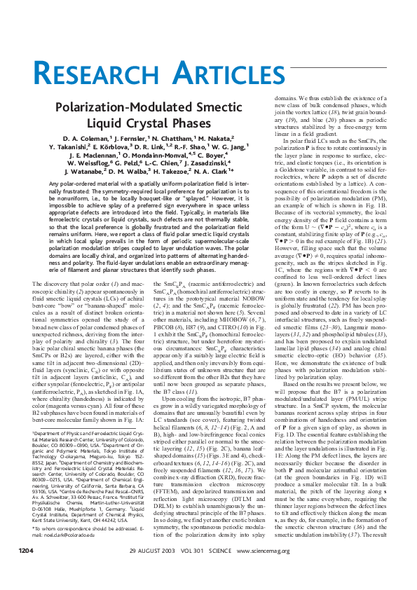 (PDF) POLARIZED-MODULATED SMECTIC LIQUID CRYSTAL PHASES