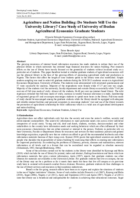 (PDF) Agriculture and Nation Building: Do Students Still Use the ...
