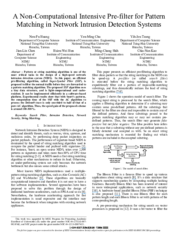 (PDF) A Non-Computational Intensive Prefilter for Pattern Matching in Network Intrusion ...