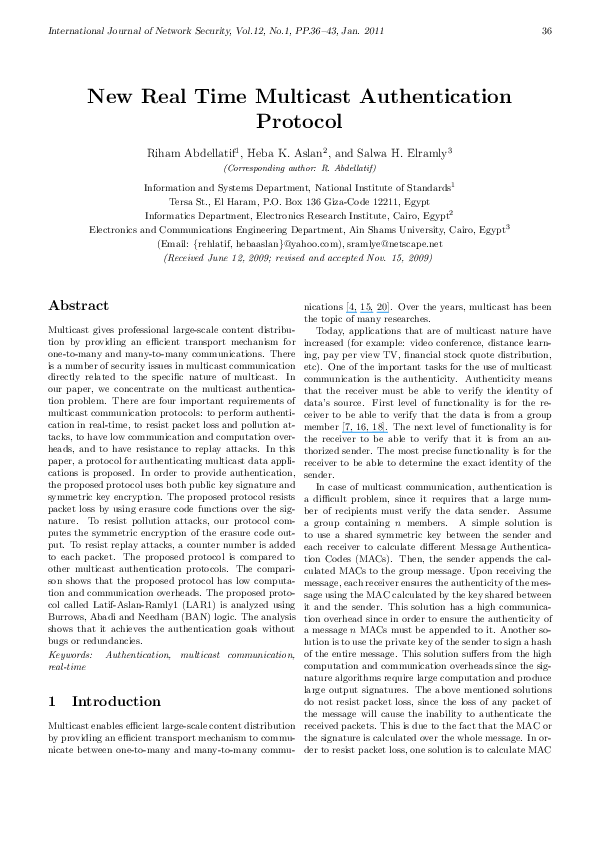 Pdf New Real Time Multicast Authentication Protocol