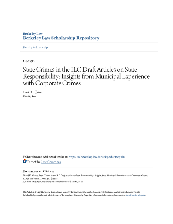 (PDF) State Crimes in the ILC Draft Articles on State Responsibility ...