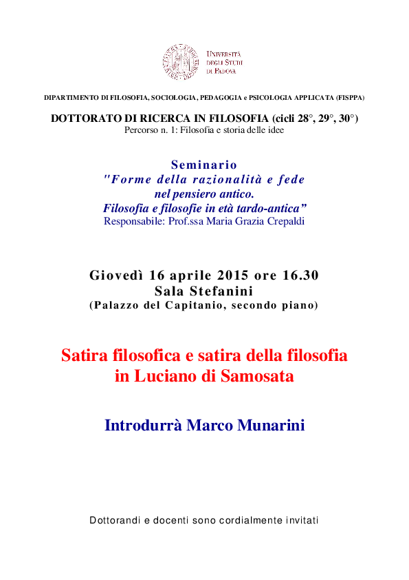 (PDF) "Satira filosofica e satira della filosofia in Luciano" at the ...