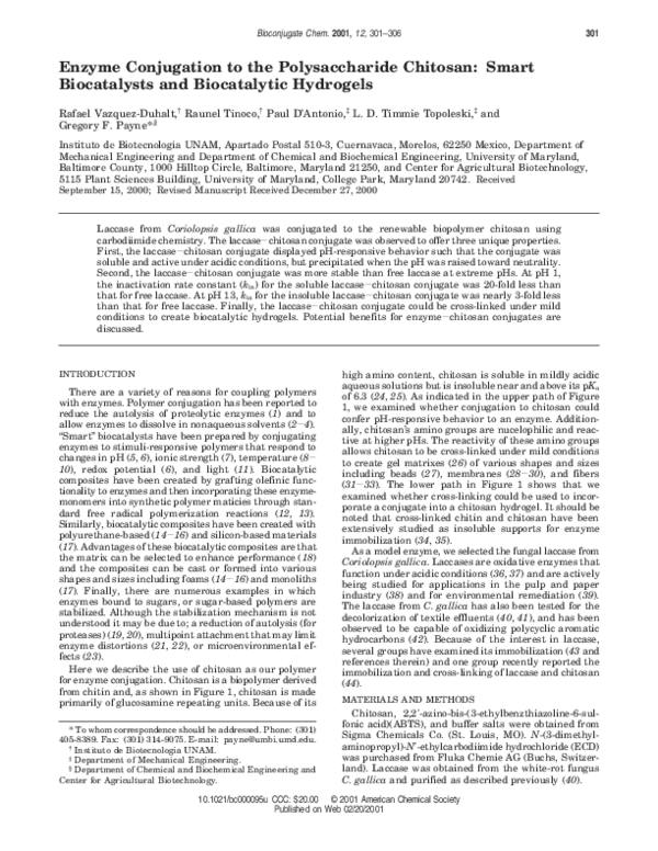 (PDF) Enzyme Conjugation to the Polysaccharide Chitosan: Smart ...