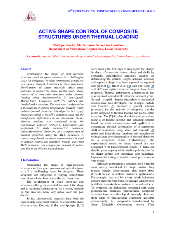 (PDF) Active shape control of composite structures under thermal loading