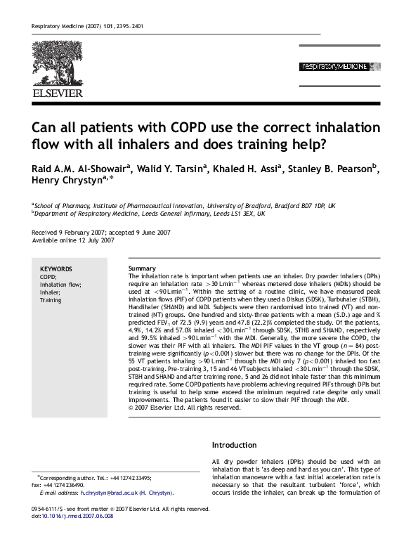 (PDF) Can all patients with COPD use the correct inhalation flow with ...