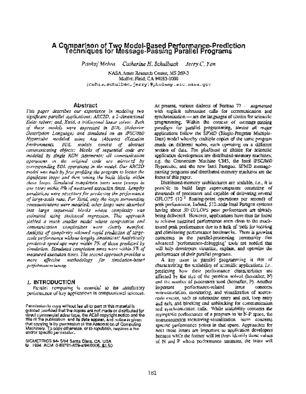 Pdf A Comparison Of Two Model Based Performance Prediction Techniques For Message Passing