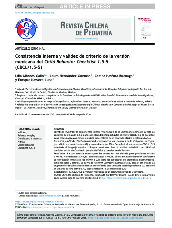 [Internal consistency and criterion validity and reliability of the ...