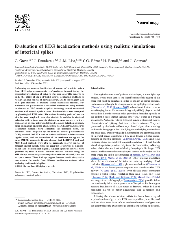 Pdf Evaluation Of Eeg Localization Methods Using Realistic