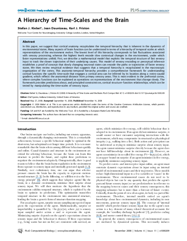 (PDF) A Hierarchy of Time-Scales and the Brain