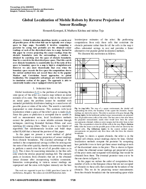 Pdf Global Localization Of Mobile Robots By Reverse Projection Of