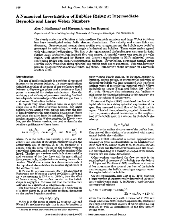 (PDF) A Numerical Investigation of Bubbles Rising at Intermediate Reynolds and Large Weber Numbers