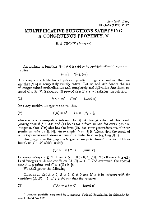 (PDF) Multiplicative functions satisfying a congruence property. V
