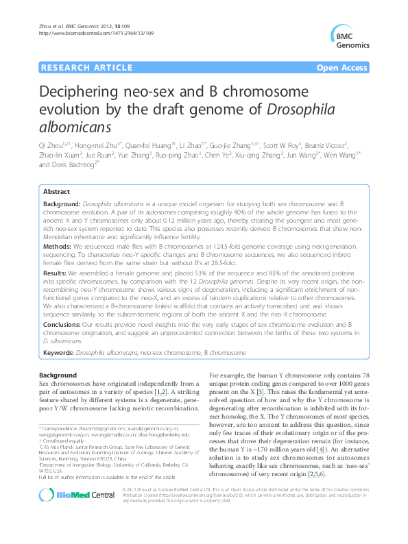 Pdf Deciphering Neo Sex And B Chromosome Evolution By The Draft