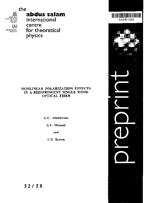 Pdf Nonlinear Polarization Effects In A Birefringent Single Mode