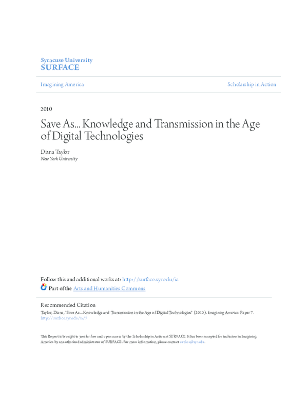 (PDF) Save As... Knowledge and Transmission in the Age of Digital ...