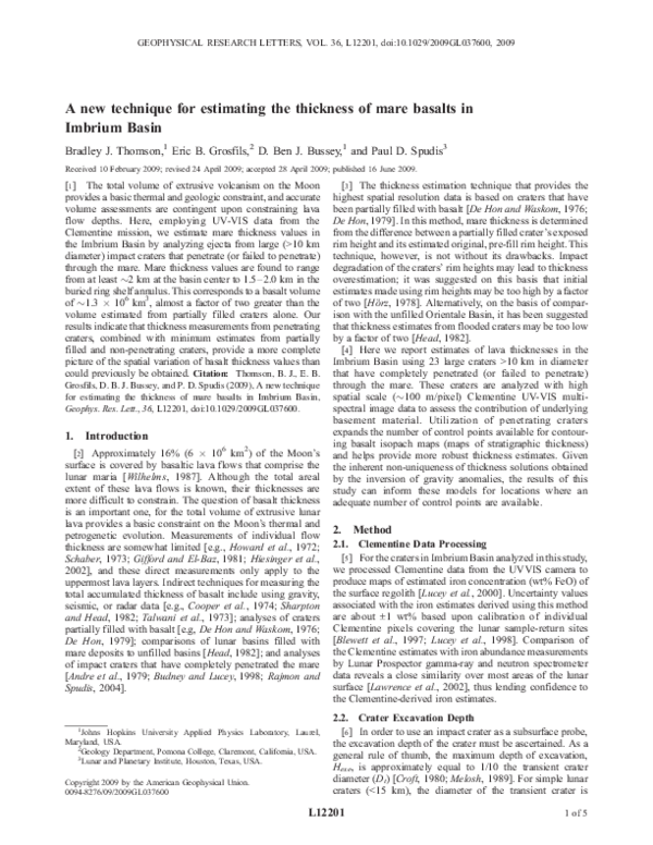 (PDF) A new technique for estimating the thickness of mare basalts in ...