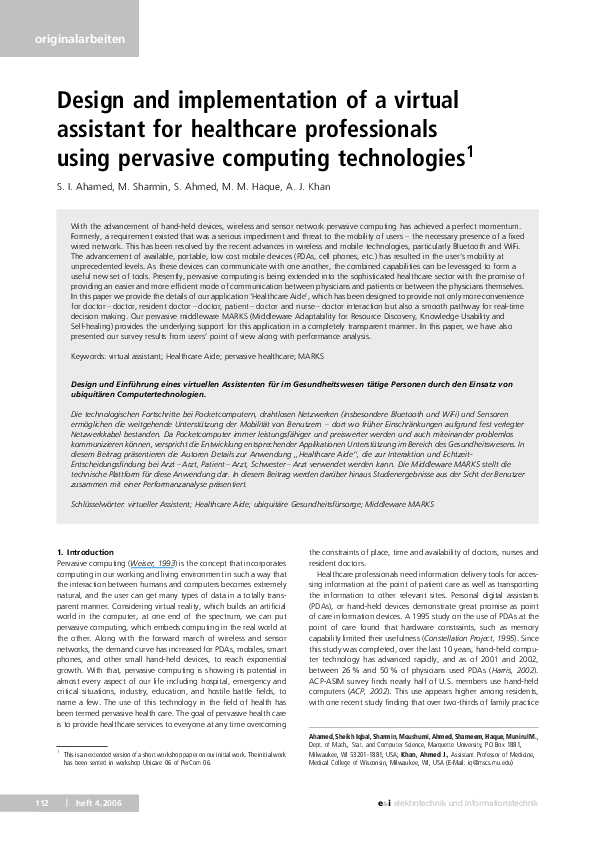 (PDF) Design and implementation of a virtual assistant for healthcare professionals using ...