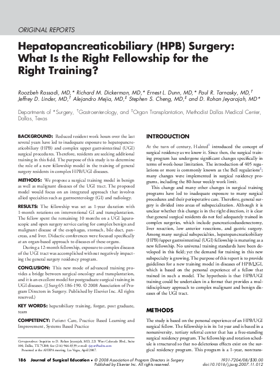 (PDF) Hepatopancreaticobiliary (HPB) Surgery: What Is the Right ...