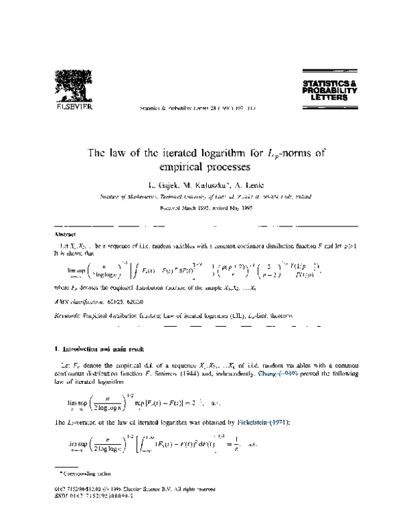 (PDF) The law of the iterated logarithm for L p-norms of empirical ...