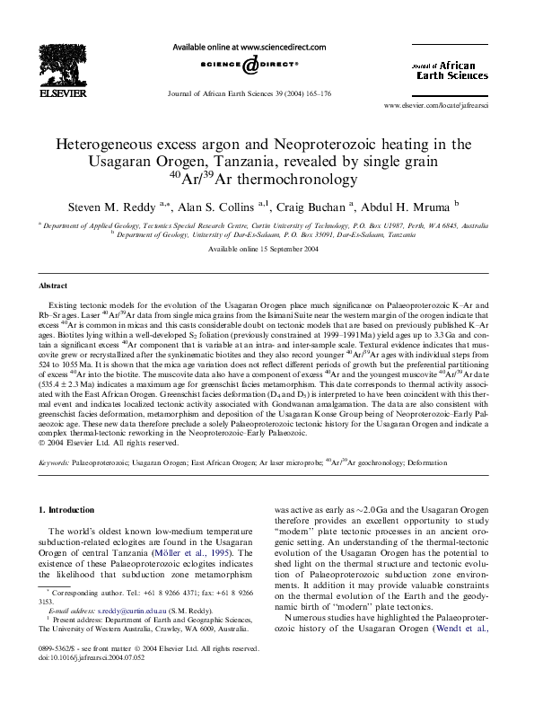 (PDF) Heterogeneous excess argon and Neoproterozoic heating in the ...