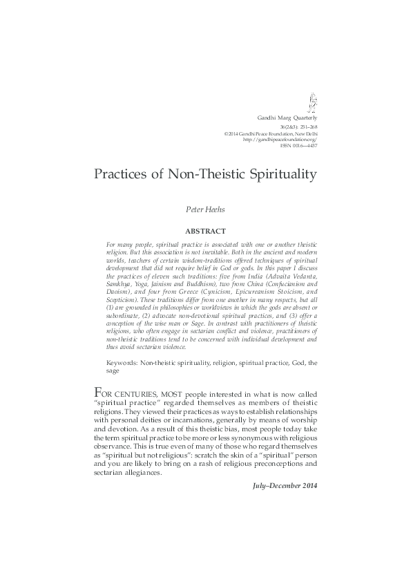 (PDF) Practices of Non-Theistic Spirituality