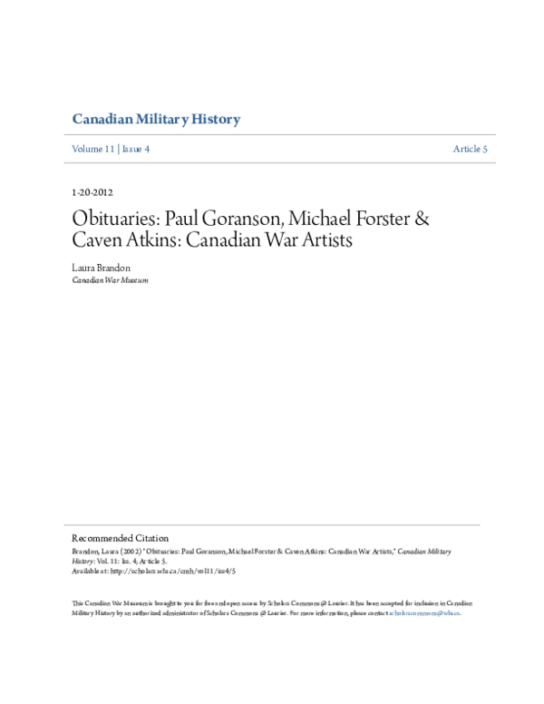 (PDF) Obituaries: Paul Goranson, Michael Forster & Caven Atkins ...