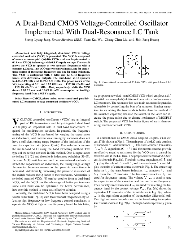 (PDF) A Dual-Band CMOS Voltage-Controlled Oscillator Implemented With Dual-Resonance LC Tank