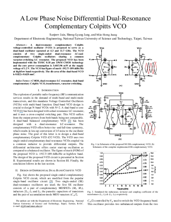 (PDF) A low phase noise differential dual-resonance complementary colpitts VCO