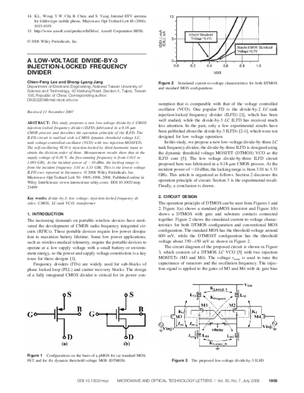 (PDF) A low-voltage divide-by-3 injection-locked frequency divider