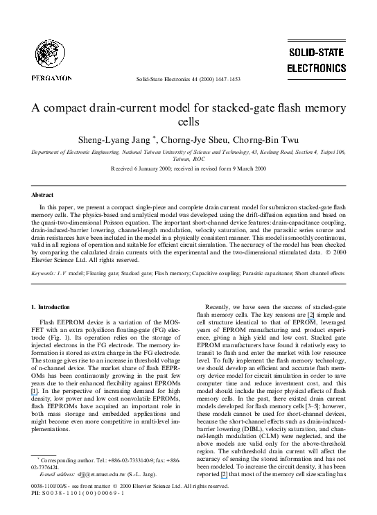 (PDF) A compact drain-current model for stacked-gate flash memory cells