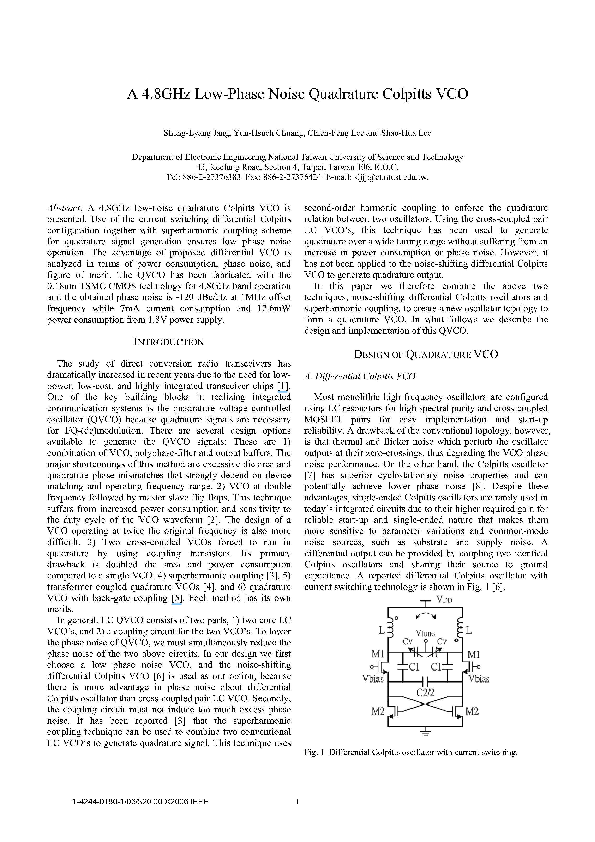 (PDF) A 4.8GHz Low-Phase Noise Quadrature Colpitts VCO