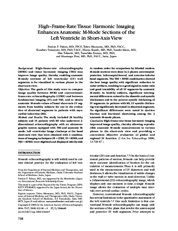 (PDF) High–Frame-Rate Tissue Harmonic Imaging Enhances Anatomic M-Mode ...