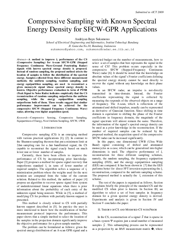 (PDF) Compressive Sampling with Known Spectral Energy Density