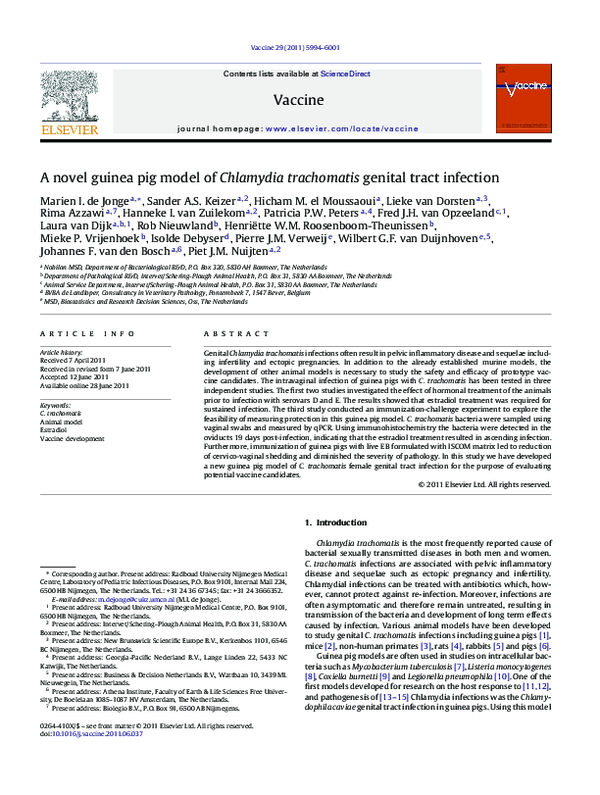 (PDF) A novel guinea pig model of Chlamydia trachomatis genital tract ...