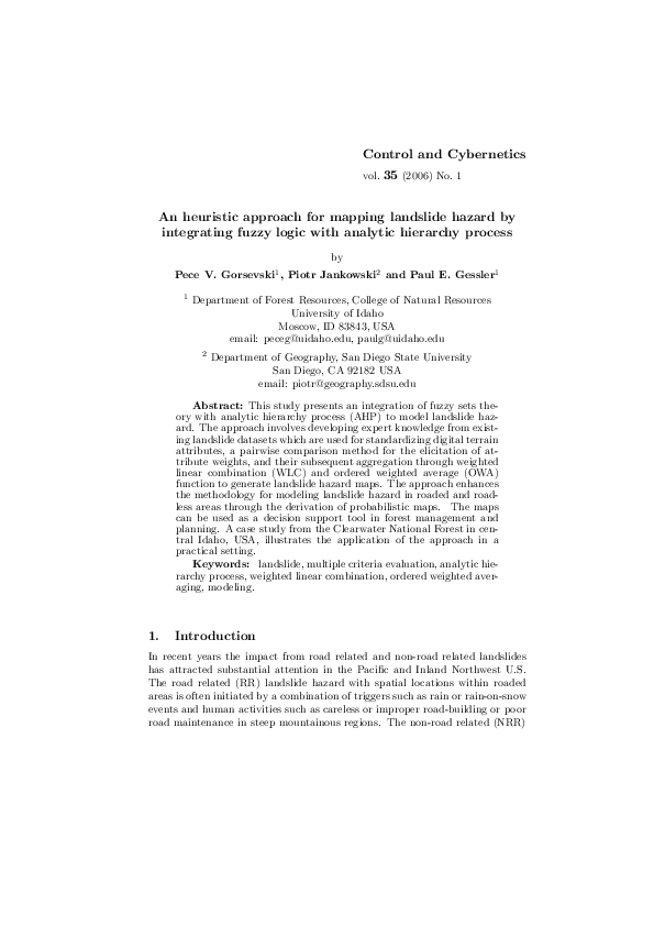 (PDF) Heuristic approach for mapping landslide hazard integrating fuzzy logic with analytic ...