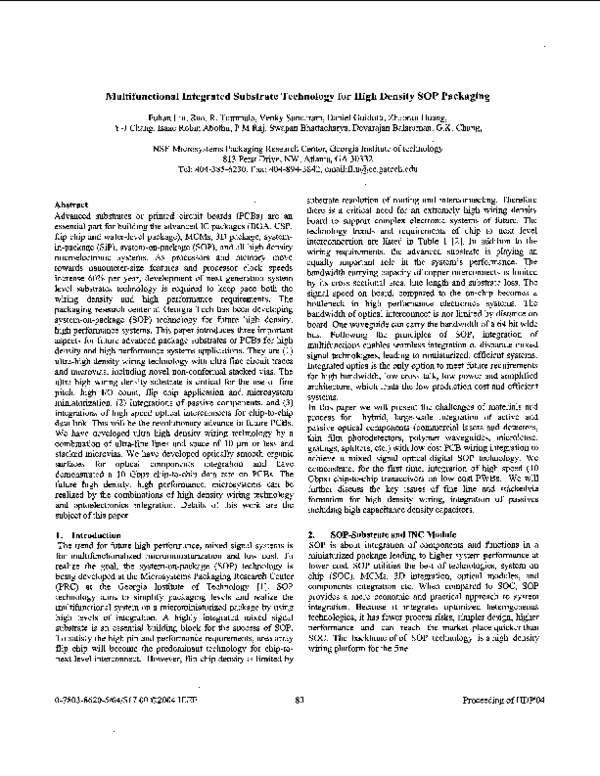 (PDF) Multifunctional integrated substrate technology for high density ...