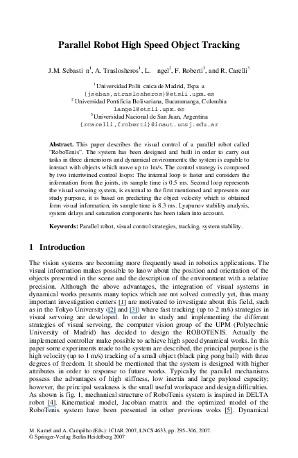 (PDF) Parallel Robot High Speed Object Tracking