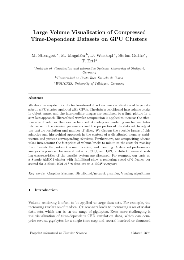 Pdf Large Volume Visualization Of Compressed Time Dependent Datasets On Gpu Clusters