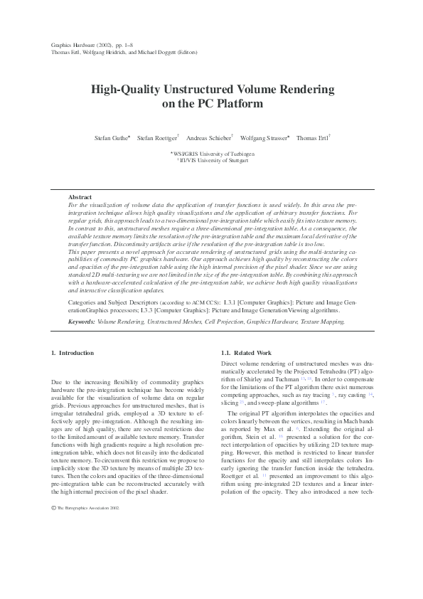 (PDF) High-quality unstructured volume rendering on the PC platform