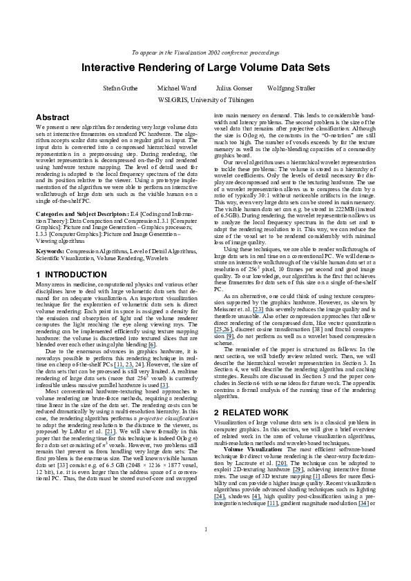 Pdf Interactive Rendering Of Large Volume Data Sets Stefan Guthe 